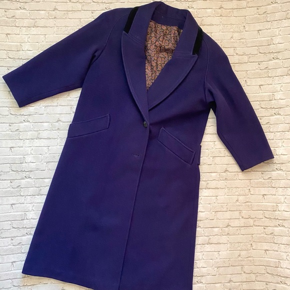 Vintage Deep Purple Wool Trench Coat